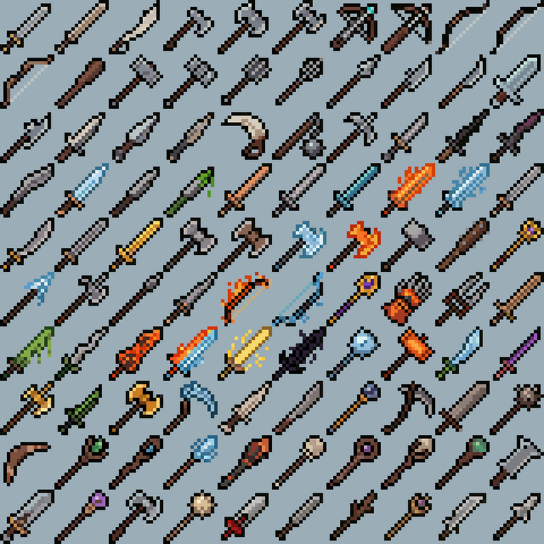 Rpg Weapons Icons Pixel Art 16x16 by Pixel-Banner