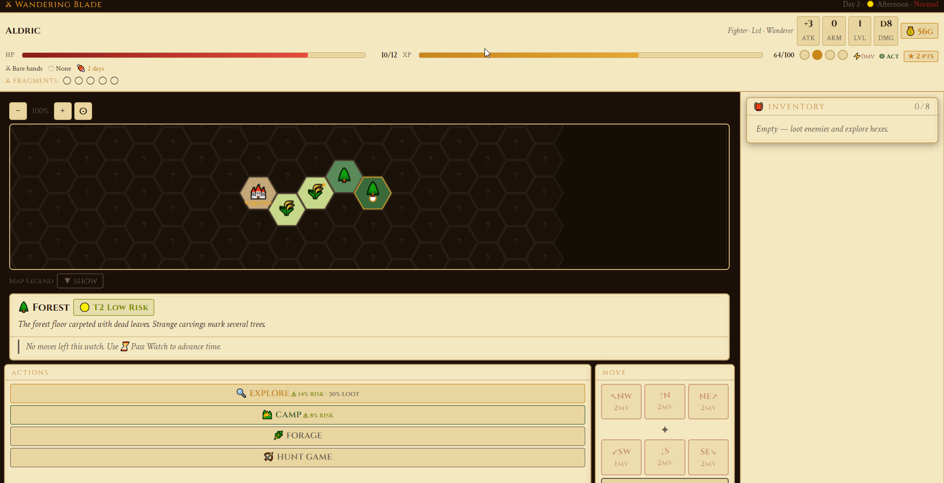 The Wandering Blade - a Solo RPG HexCrawl by Bert Games