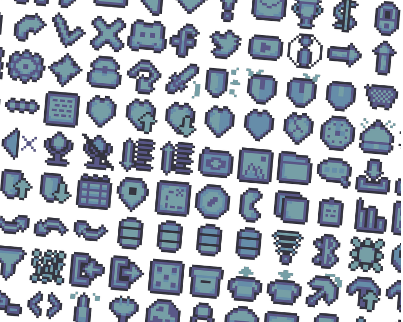 16x16 Pixel Game UI Icons – HUD, Settings & Interface Pack by Creedey