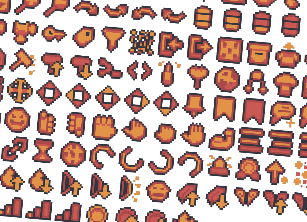 16x16 Pixel Game UI Icons – HUD, Settings & Interface Pack by Creedey