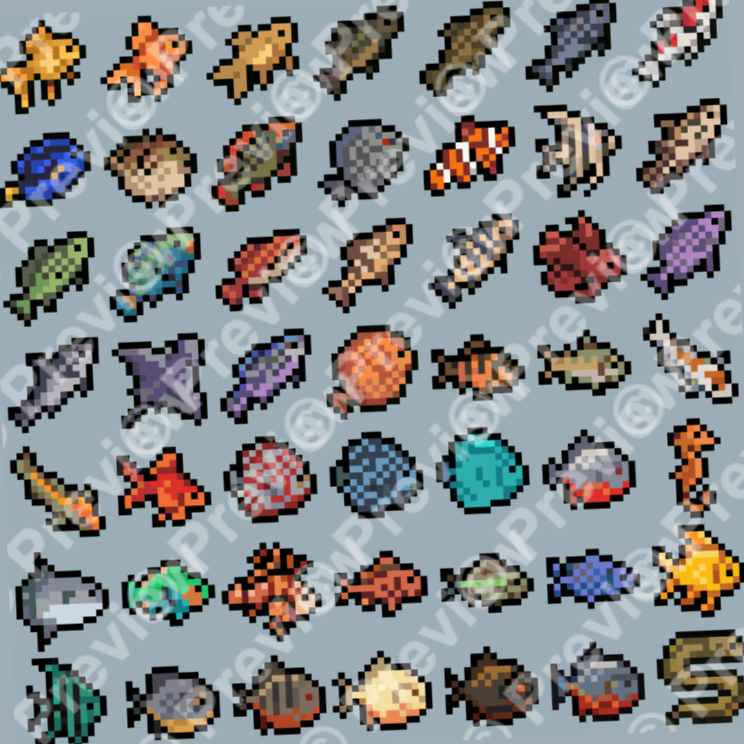 Rpg Fish Icons Pixel Art 16x16 by Pixel-Banner
