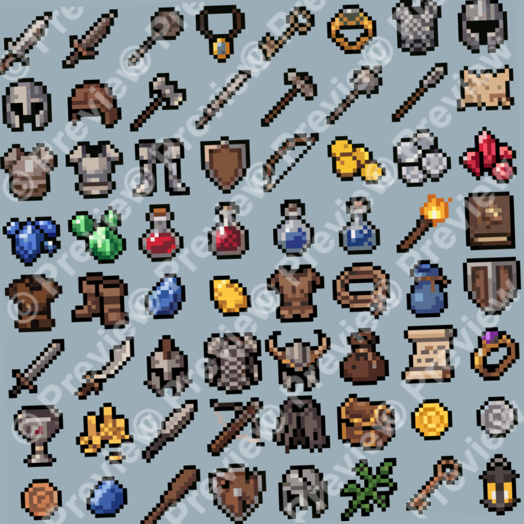 Rpg Humanoid loot Icons Pixel Art 16x16 by Pixel-Banner