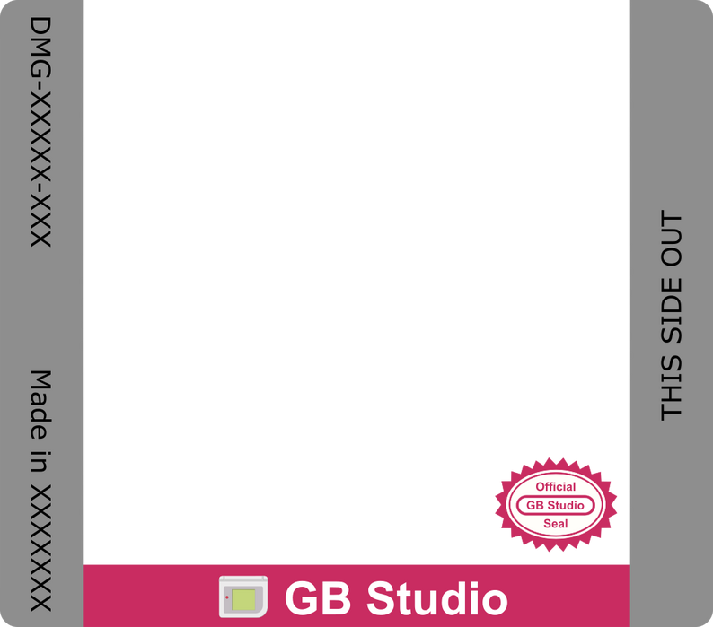 Gameboy label for GB Studio games by Zipon