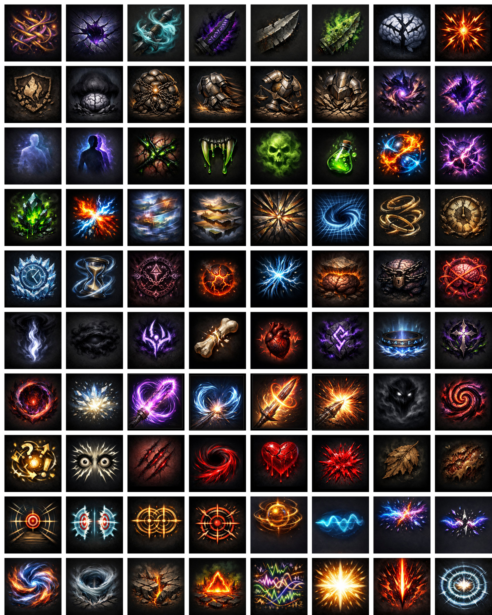 Mega RPG Icon Pack 128x128 px– 800+ Fantasy Status Effect Icons | Buffs ...