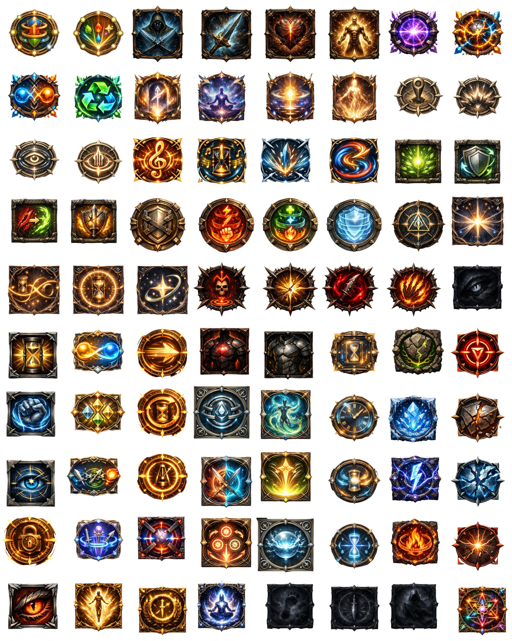 Mega RPG Icon Pack 128x128 px– 800+ Fantasy Status Effect Icons | Buffs ...