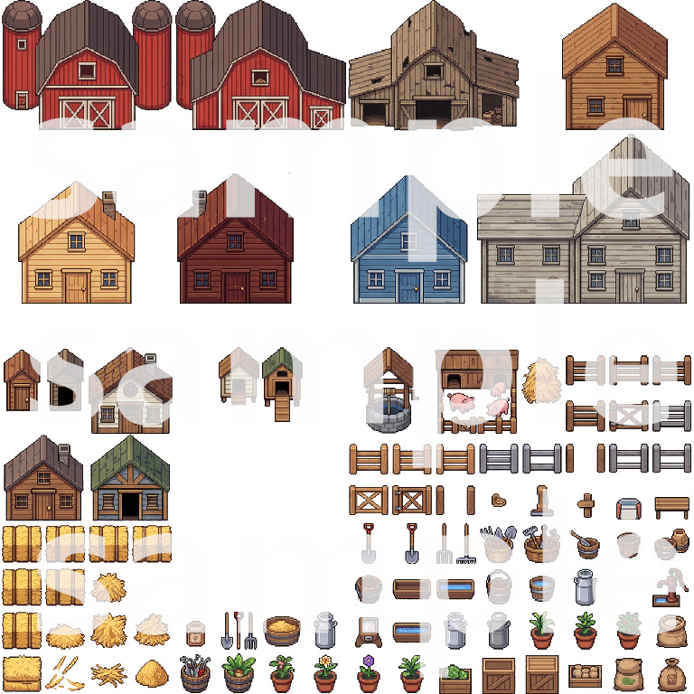 Farm Tileset - Pixel Art Farming Game Assets by Cute SCKR
