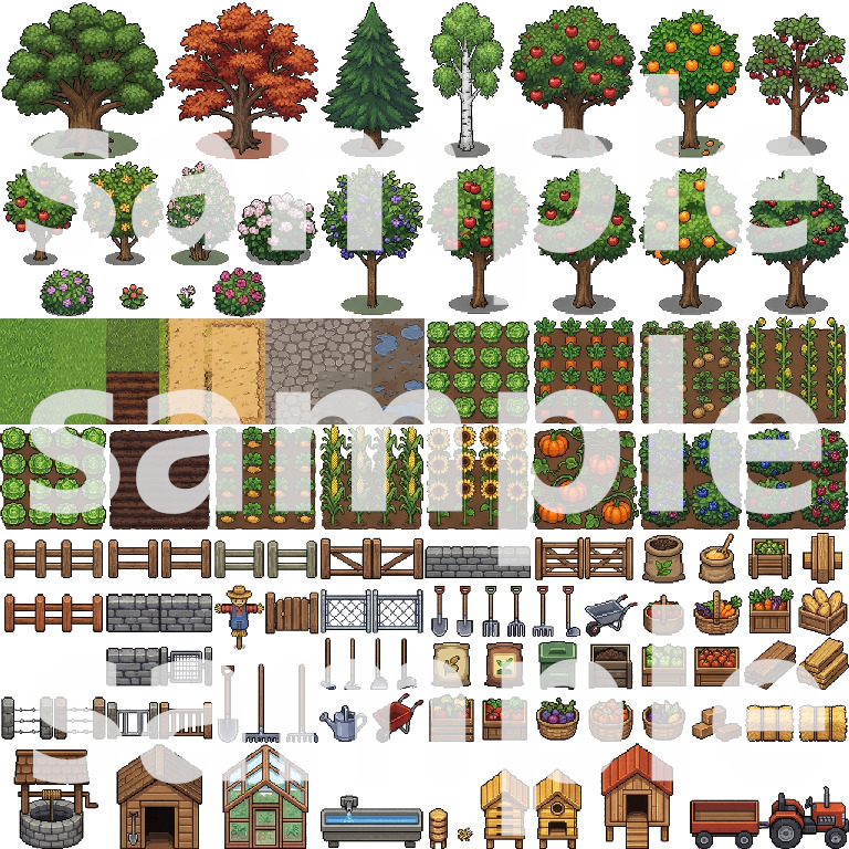 Farm Tileset - Pixel Art Farming Game Assets by Cute SCKR