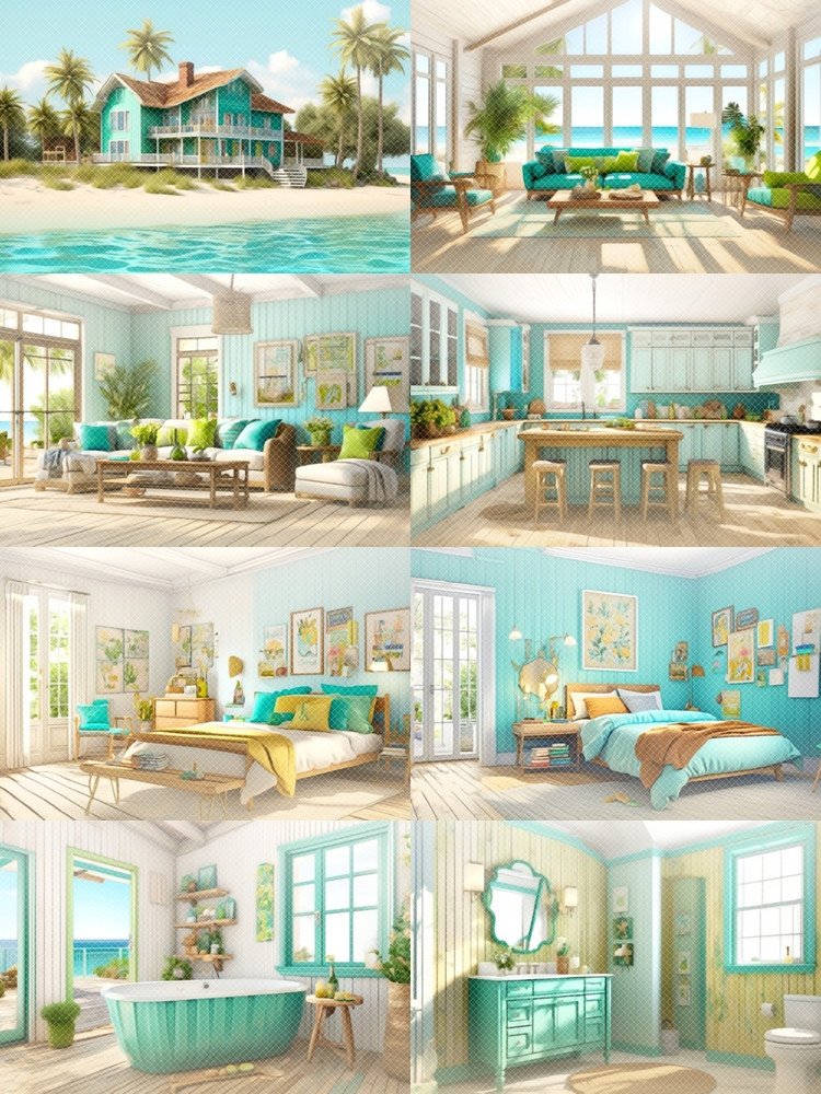 Beach House by the Sea Pack: 14 Visual Novel Backgrounds by Rachel Chen