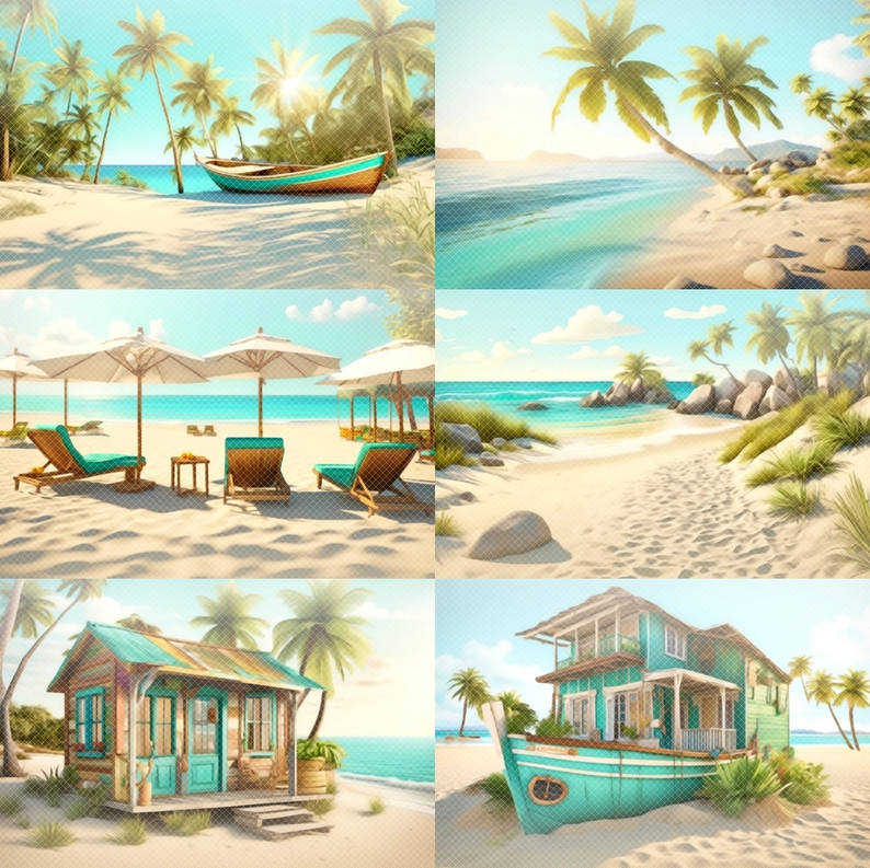 Beach House by the Sea Pack: 14 Visual Novel Backgrounds by Rachel Chen