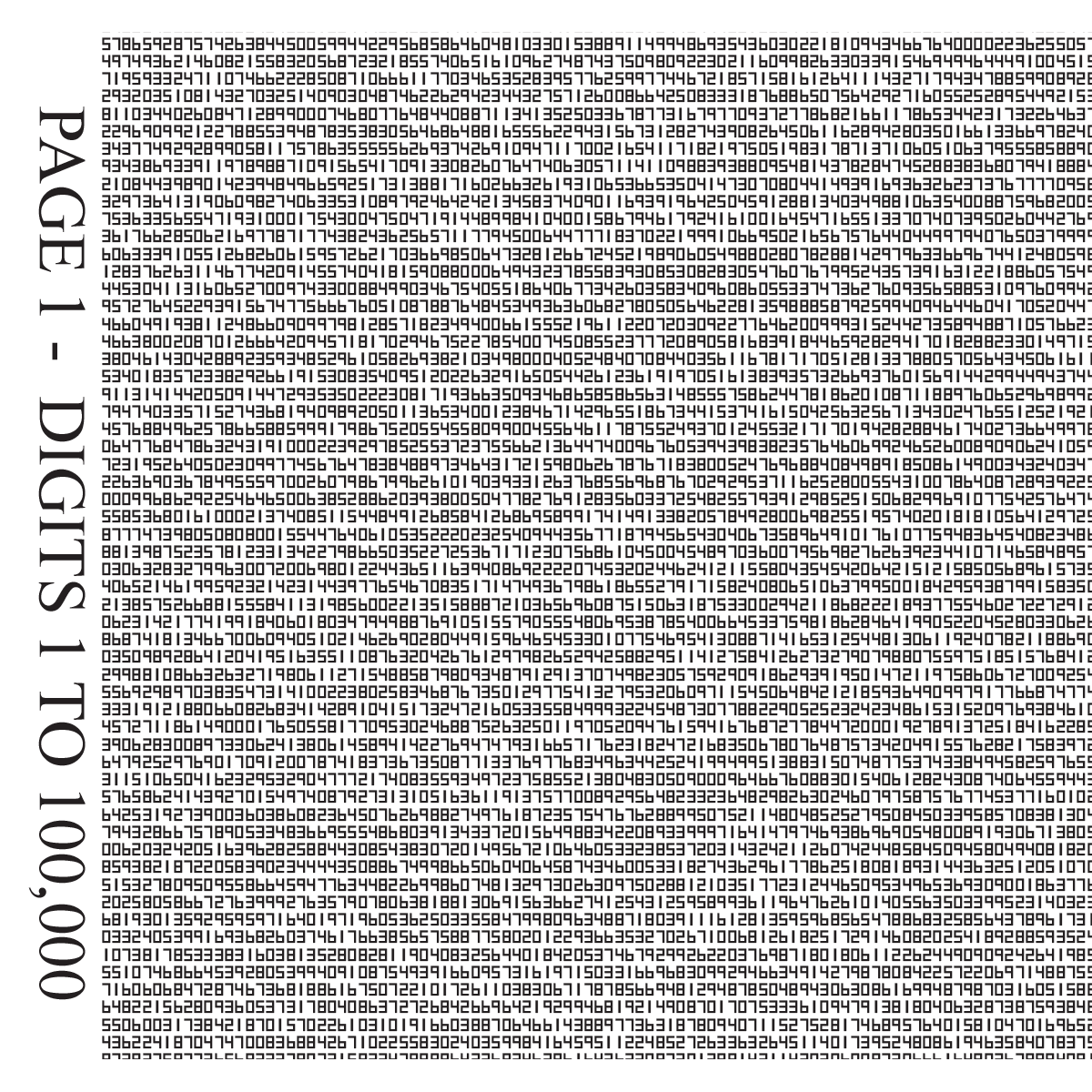 The First 10 Million Digits of Pi Book by Clifford Spielman