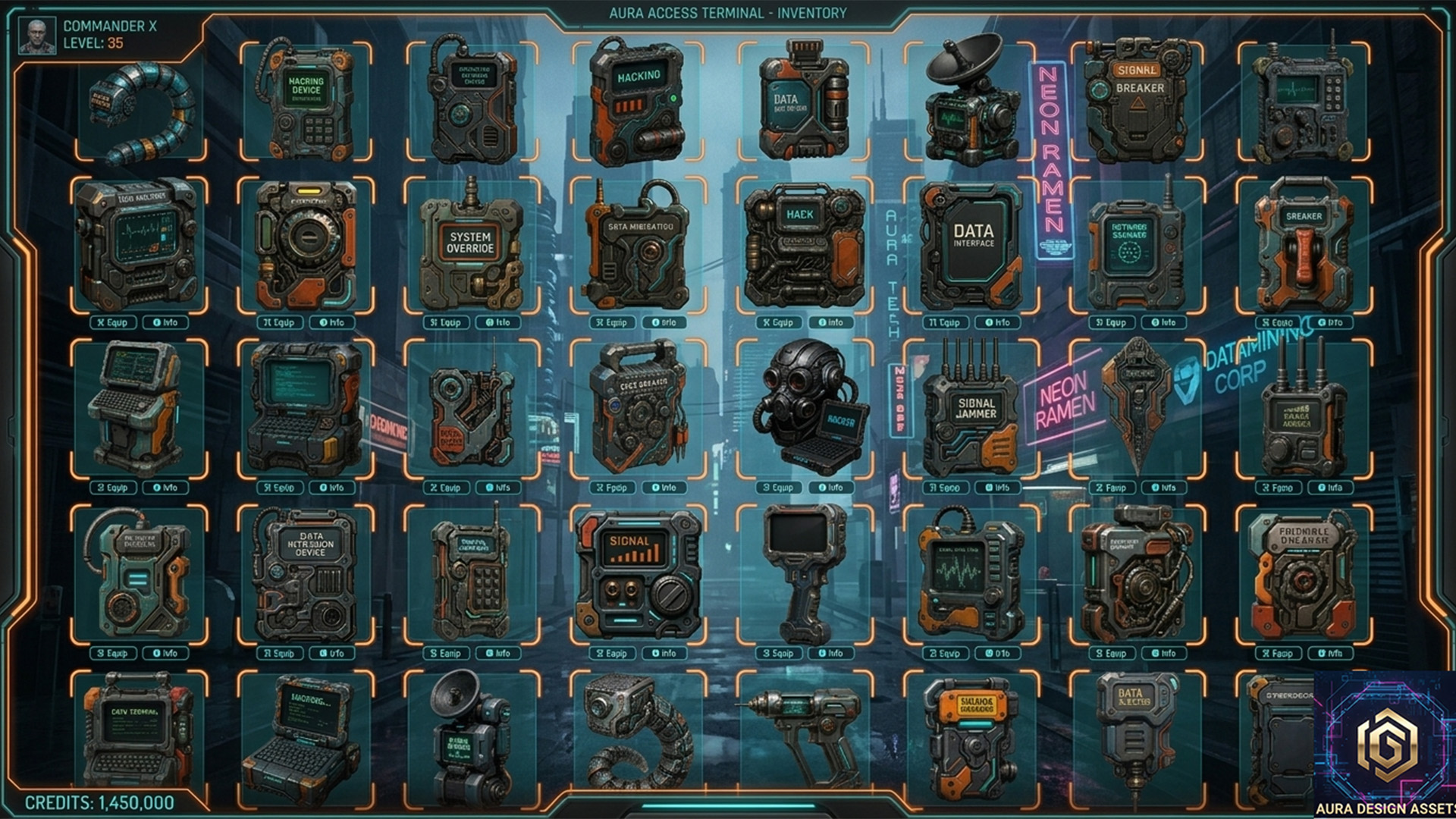 Cyberpunk Tactical: Cyberdeck & Hacking Tools — 40 High-Detail Icons by ...