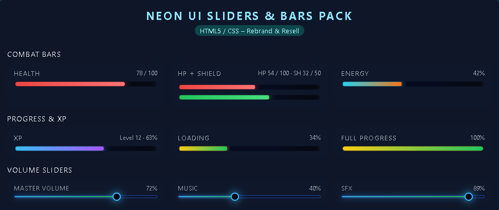 HTML5 Controls Kit – Sliders, Buttons & Toggles (6-in-1) by Template ...