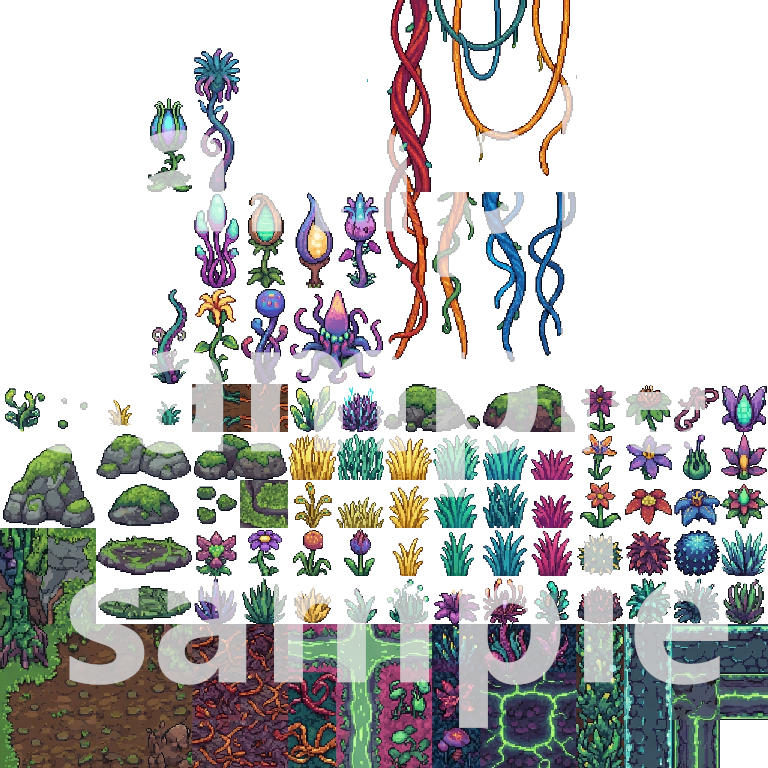 Alien Jungle Tileset - Pixel Art Assets by Cute SCKR