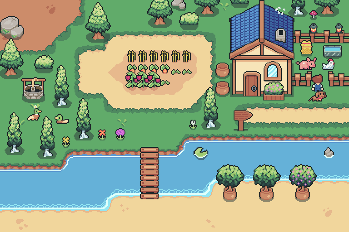 Update #3 Better Buildings and Towns - Pixel Farm RPG (16x16) Pixel Art ...