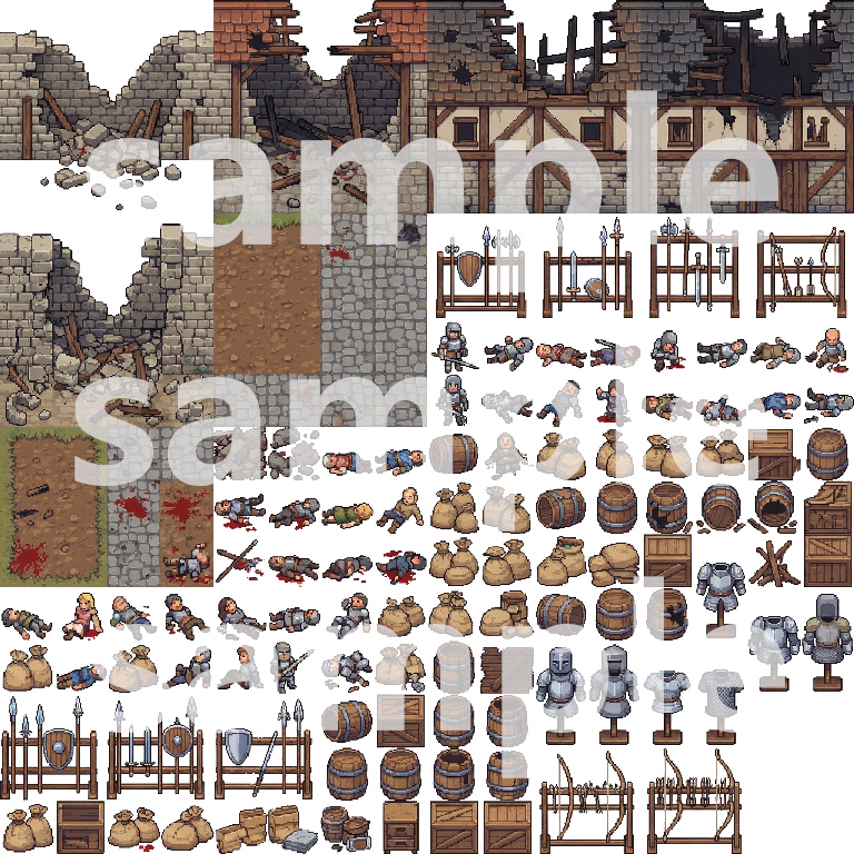 Medieval Siege & Castle Tileset by Cute SCKR