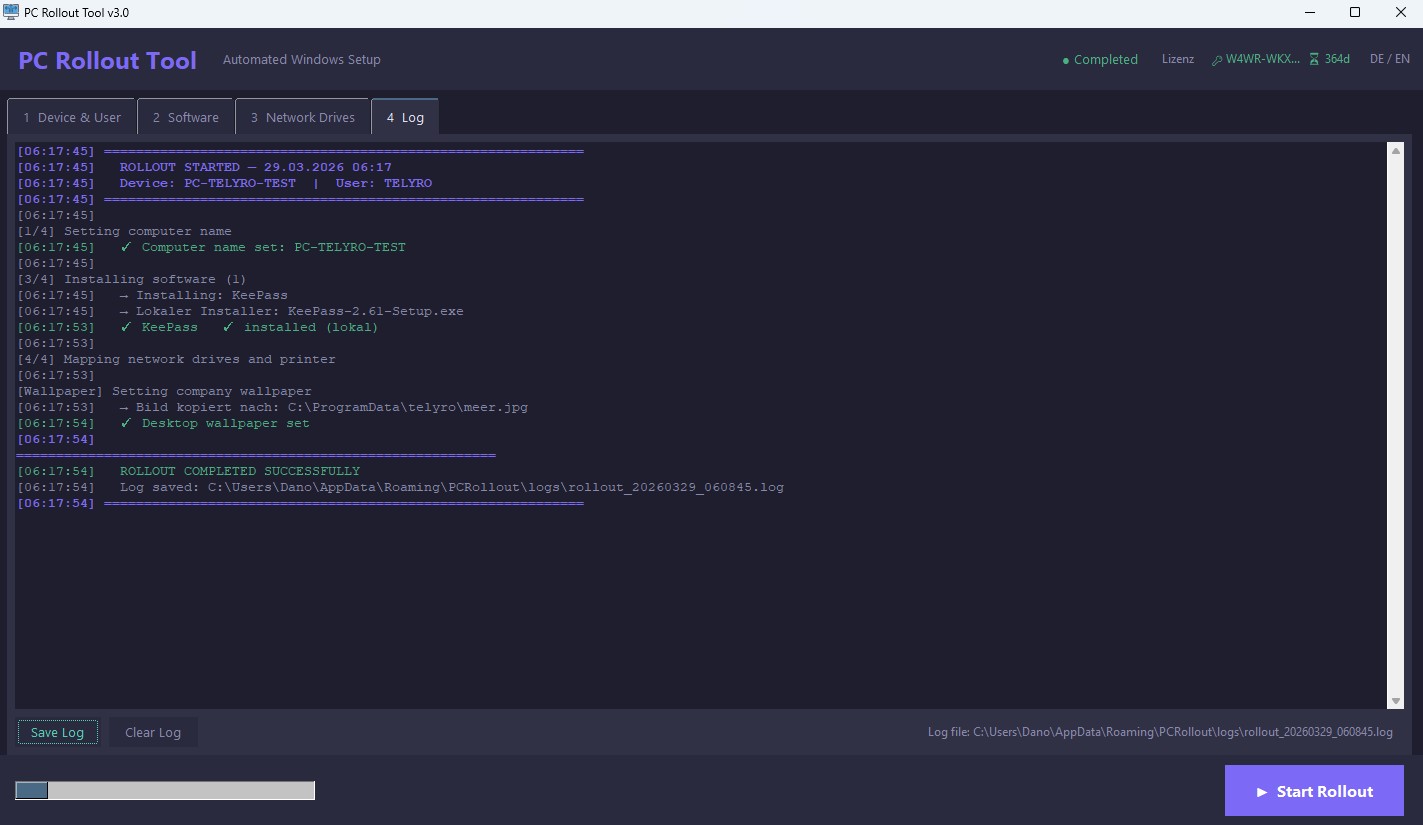 PC Rollout Tool v3.0 — Automated Windows Setup by TELYRO
