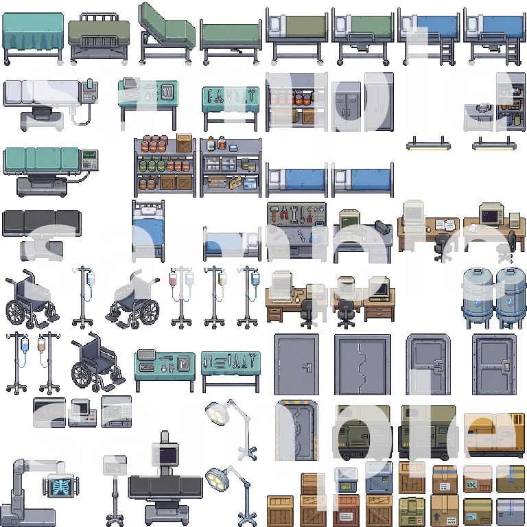 Nuclear Bunker Interior Pixel Art Tileset by Cute SCKR