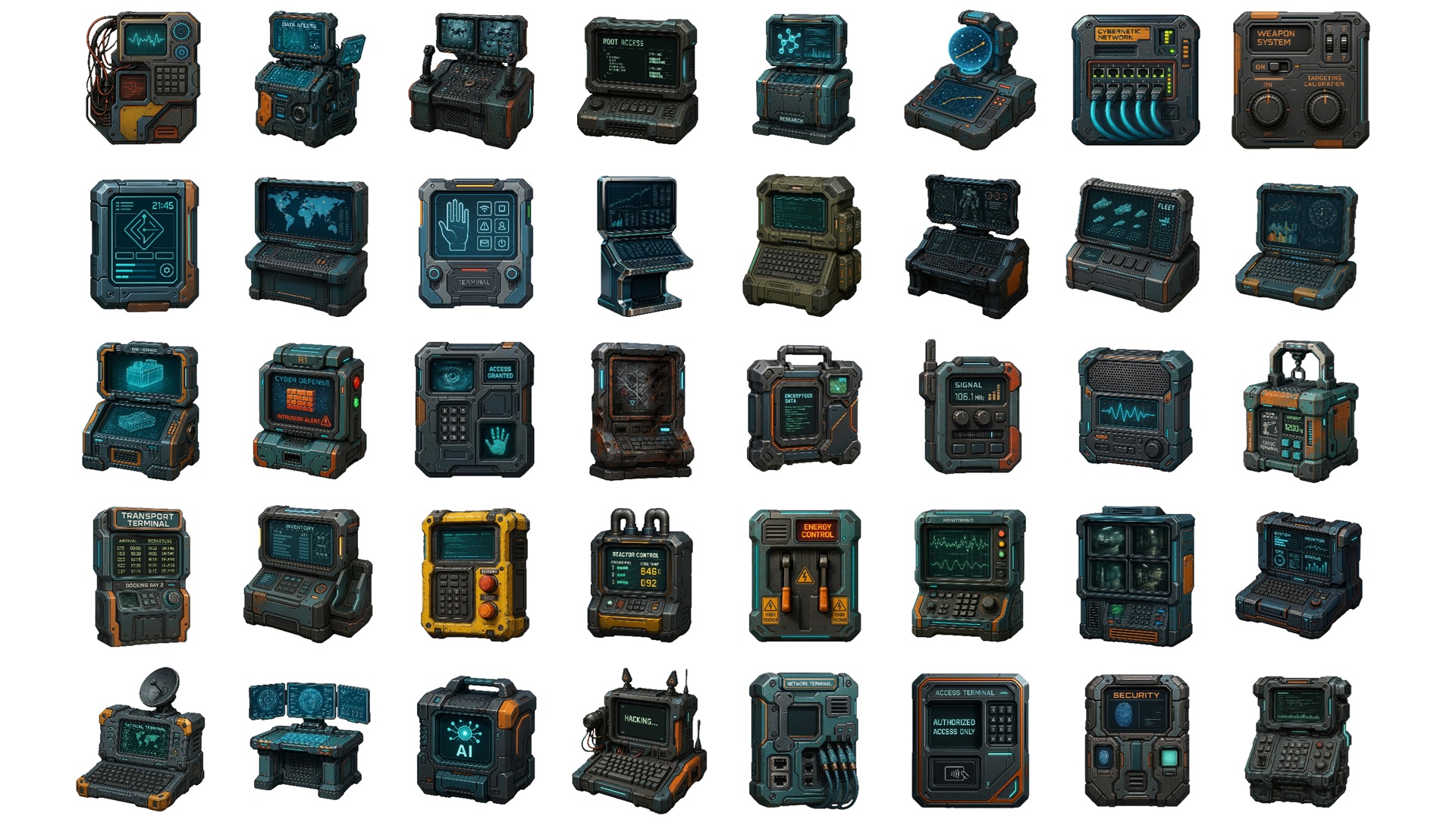 Cyberpunk Tactical: Data Terminals & Field Computers — 40 High-Detail ...