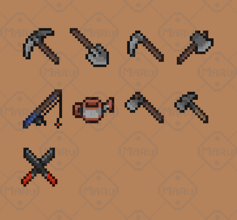 New Release: Farming Tools Pixel Icon Pack (16x16, 9 Icons) - Farming ...