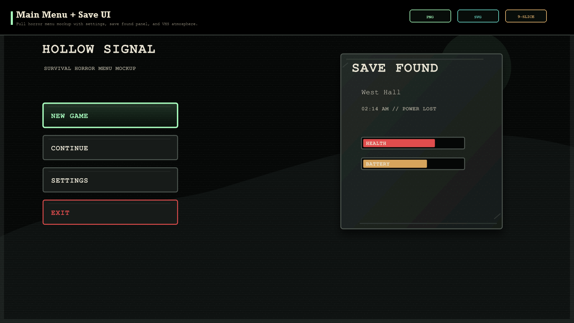 Indie Horror UI Kit – Survival Horror Menus, Inventory & Interaction ...