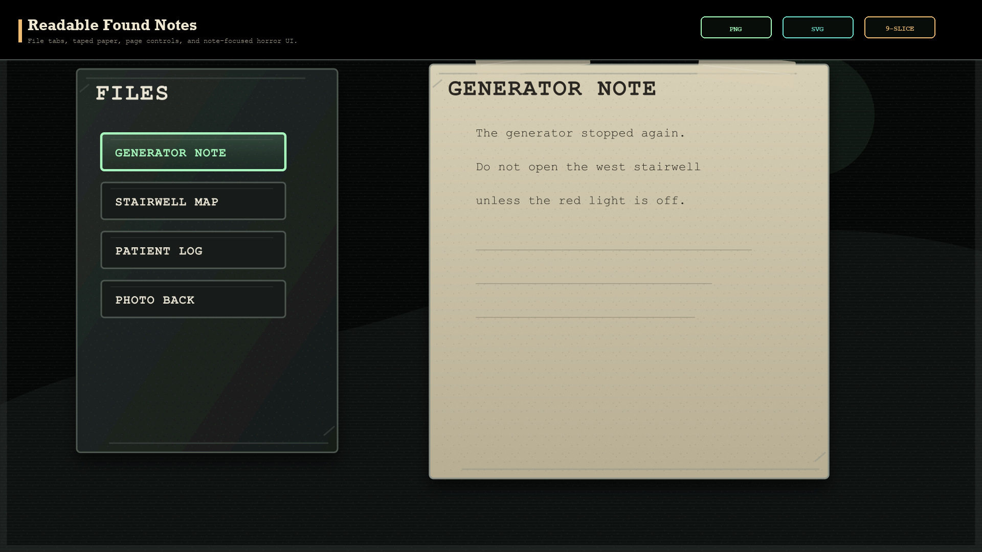 Indie Horror UI Kit – Survival Horror Menus, Inventory & Interaction ...