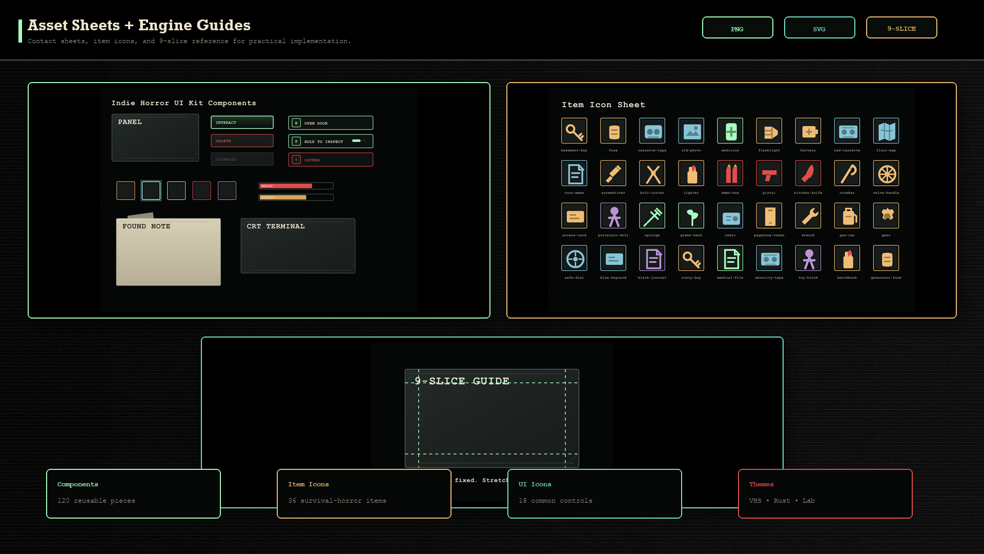 Indie Horror UI Kit – Survival Horror Menus, Inventory & Interaction ...