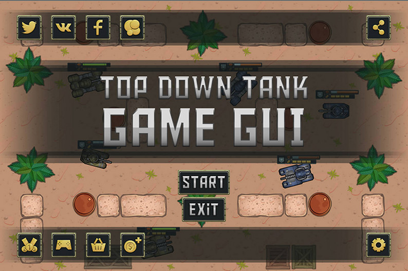 Top Down Tank GUI by Free Game Assets (GUI, Sprite, Tilesets)