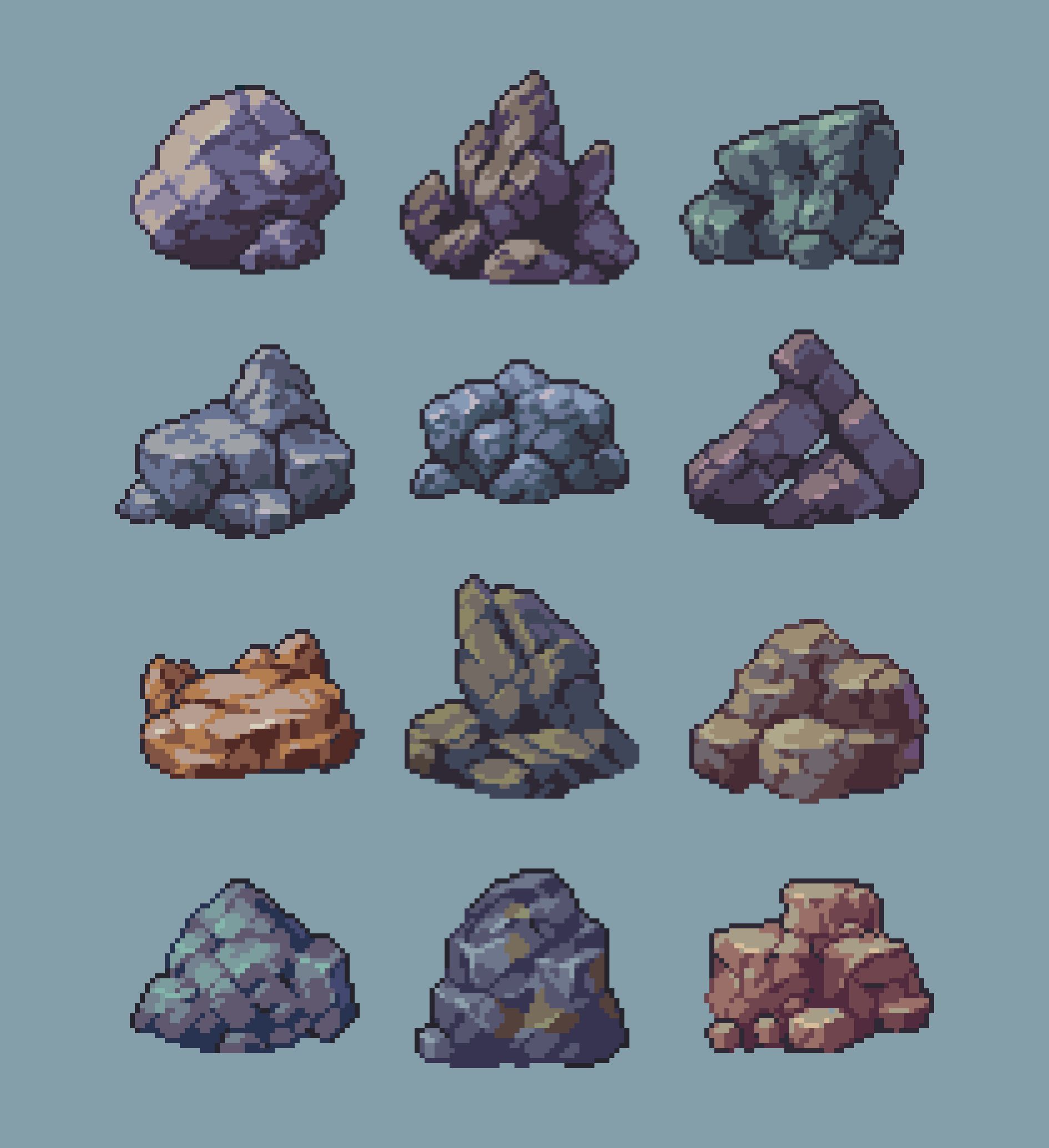 Rock pack #1 (48x48) by pixelartjourney
