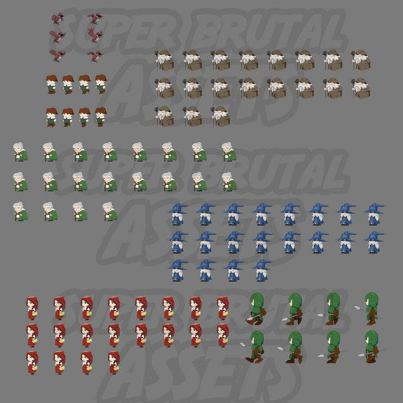 HQ 24 Characters 2D RPG Fantasy Villagers by Super Brutal Assets