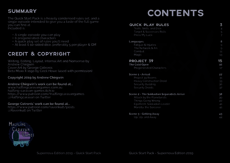 Beta Maxx X Quick Start by Halfling Caravan Games