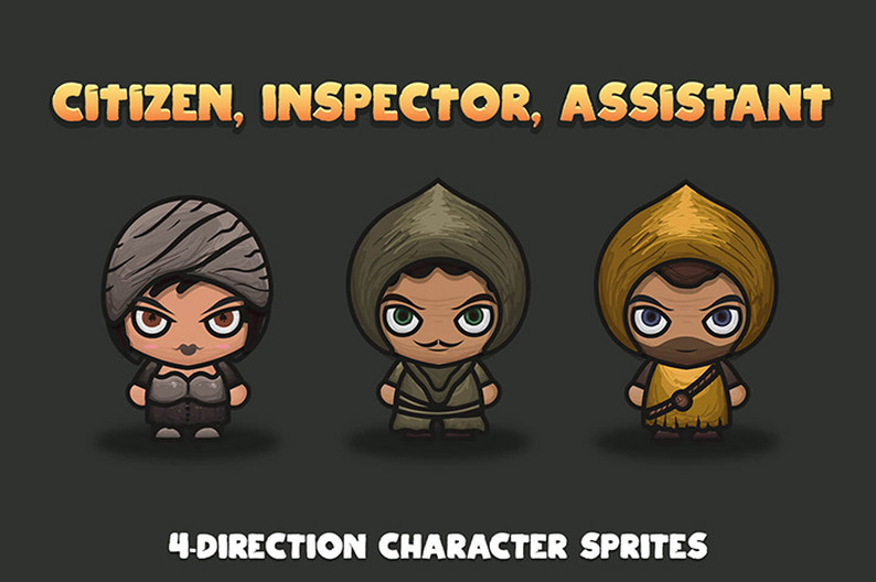 4-Direction NPC Character Sprites by Free Game Assets (GUI, Sprite ...