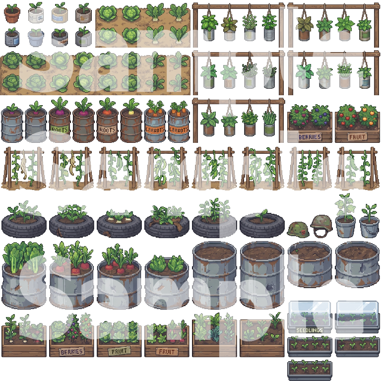 Post-Apocalyptic Wasteland Survival Farm Tileset by Cute SCKR