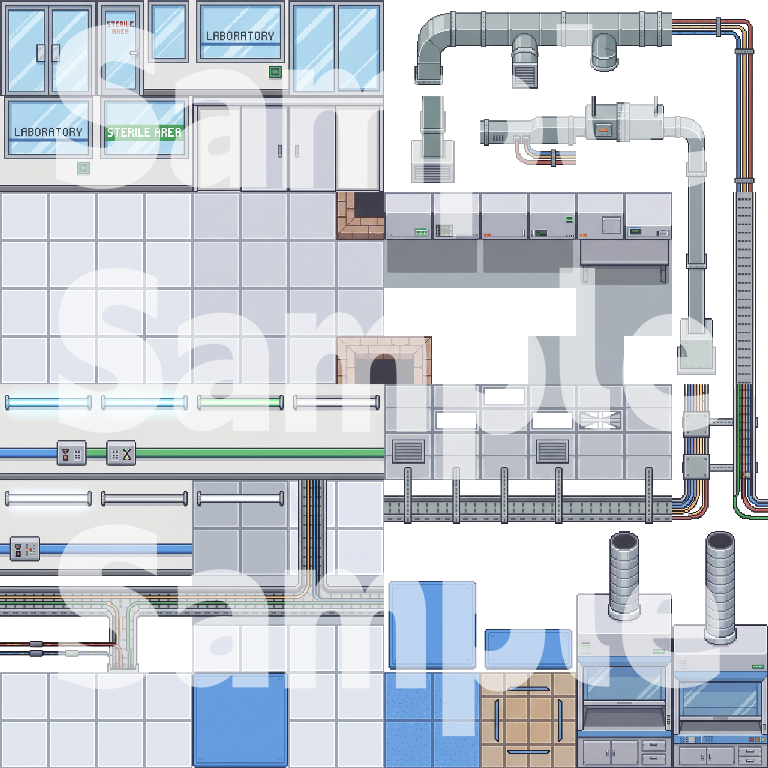 Modern Laboratory Pixel Art Tileset Pack by Cute SCKR