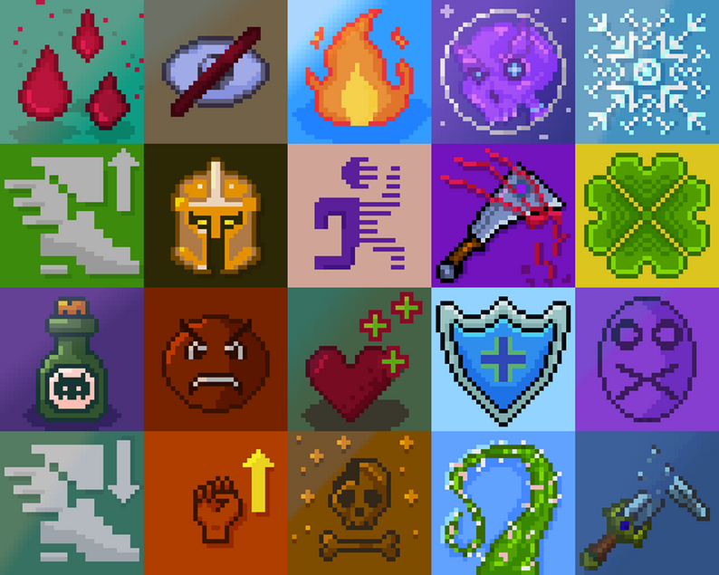 Roguelite Status Effects Icons - 20 Icons (32x32) by Antahonist