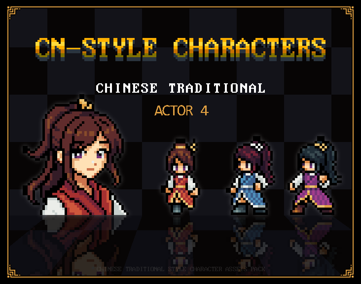 Pixel Art / Ancient Chinese Character Sprites Pack 4 by Niao_K