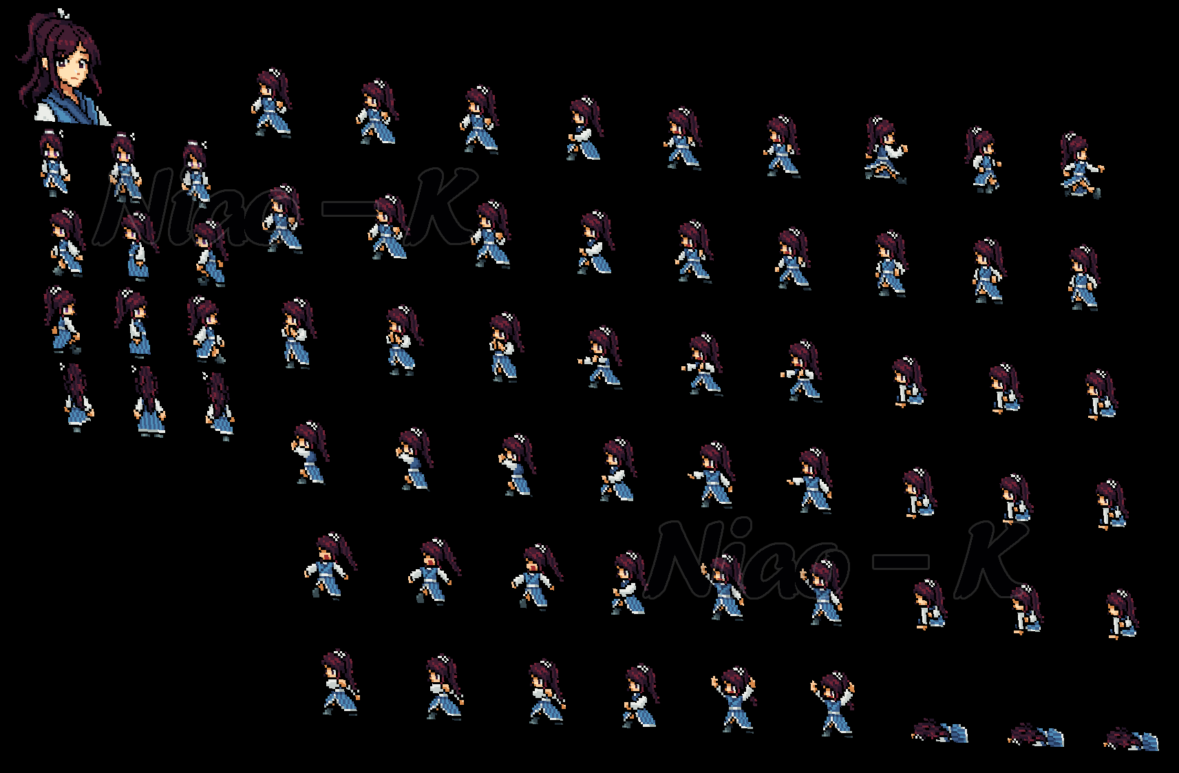 Pixel Art / Ancient Chinese Character Sprites Pack 4 by Niao_K