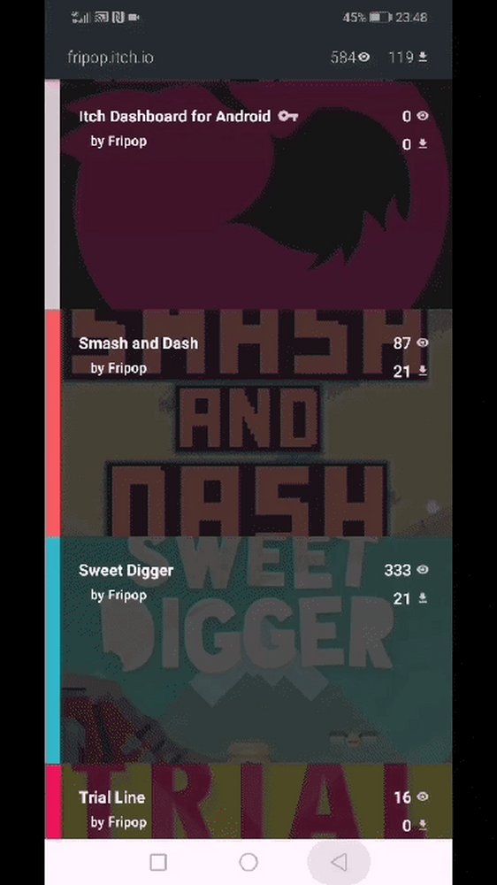 Itch.io Dashboard for Android by Fripop