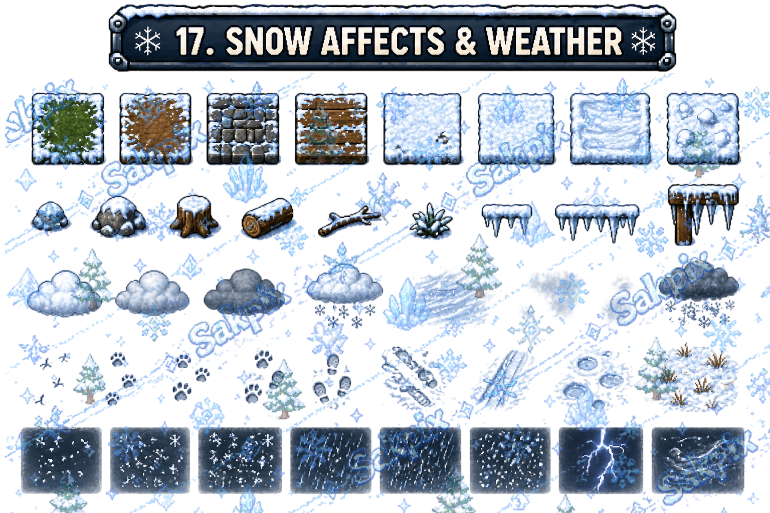 Snowy Village Pixel Art Asset Pack — Top-Down Winter Tileset by SakPix
