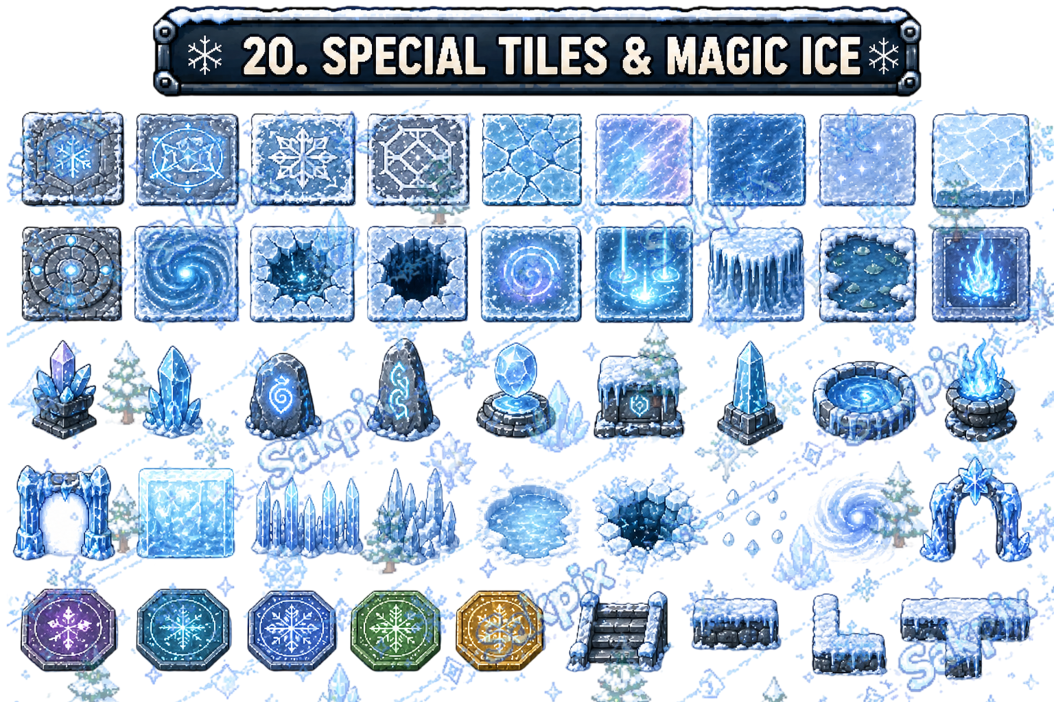 Snowy Village Pixel Art Asset Pack — Top-Down Winter Tileset by SakPix