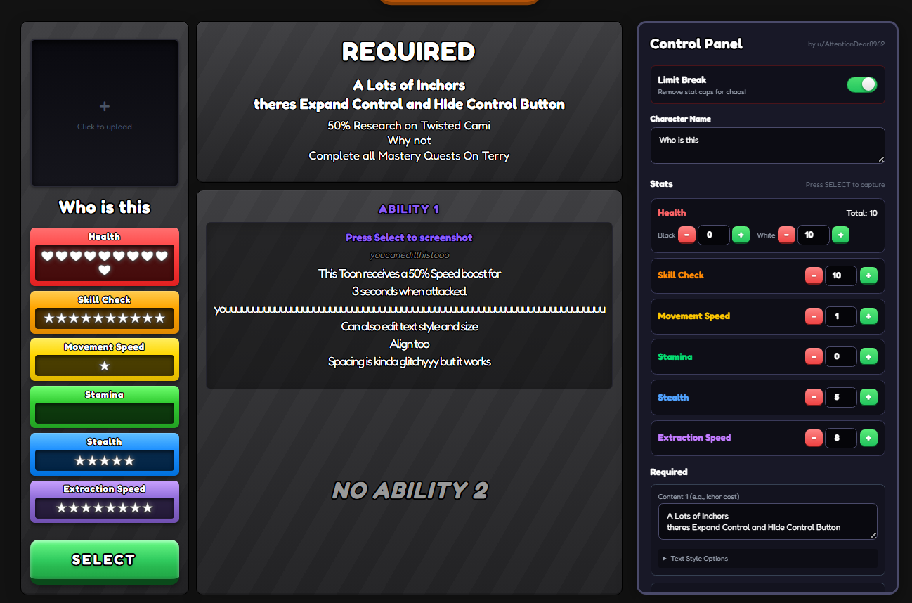 Dandy's World: Toon Stat Card Generator by Stellate