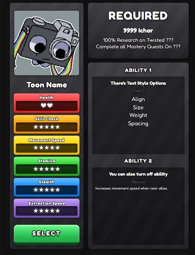 Dandy's World: Toon Stat Card Generator by Stellate