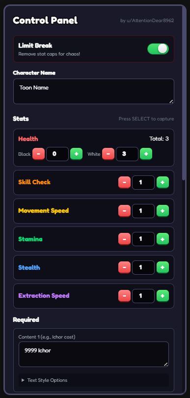 Dandy's World: Toon Stat Card Generator by Stellate