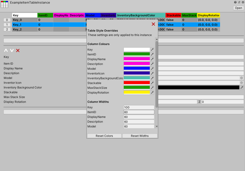 Simple Data Tables (Unity Asset / Editor Extension) by Sam Carey