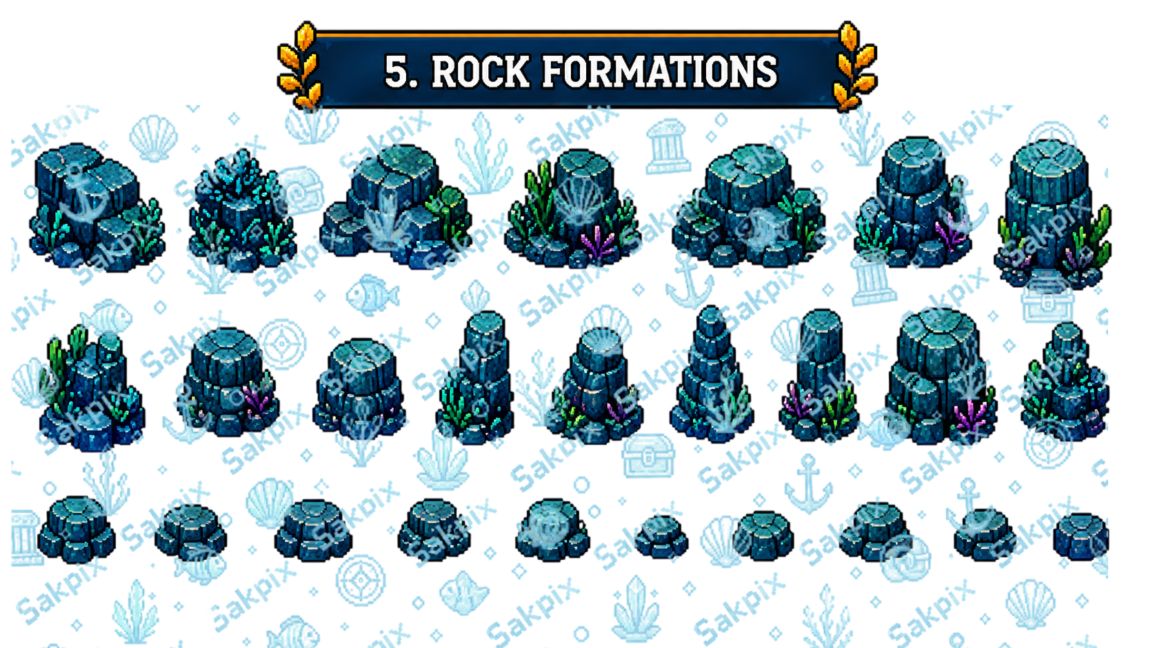 Underwater Ocean Depths – Top-Down Pixel Art Asset Pack by SakPix