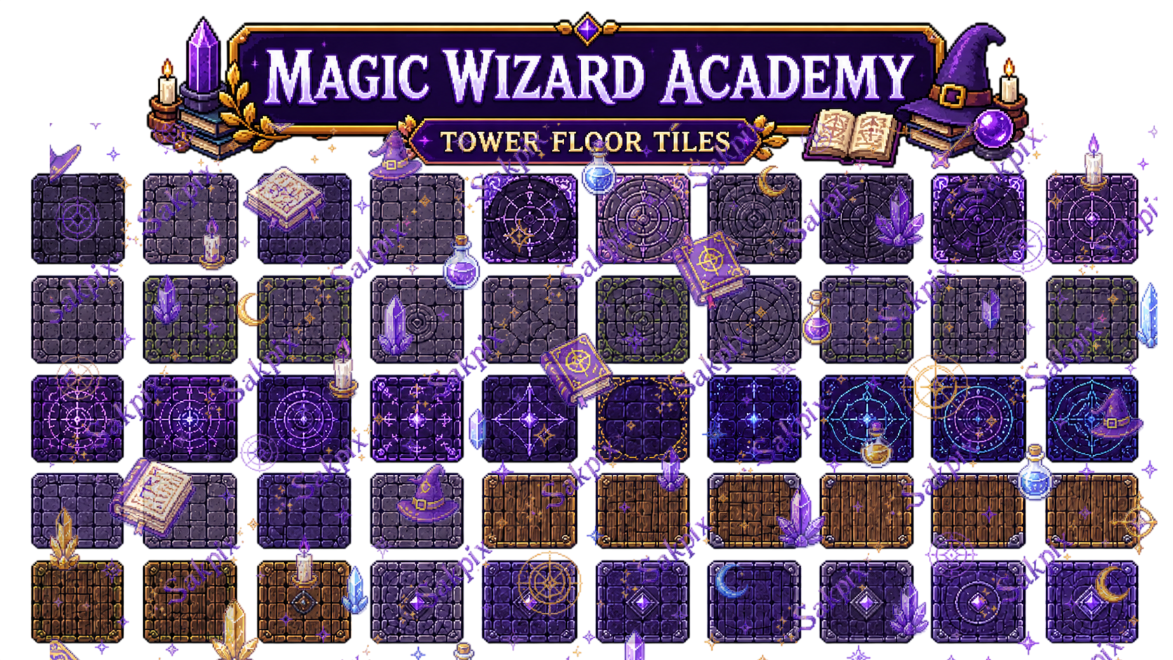 Magic Wizard Academy – Top-Down Pixel Art Tileset (300+ Assets) by SakPix