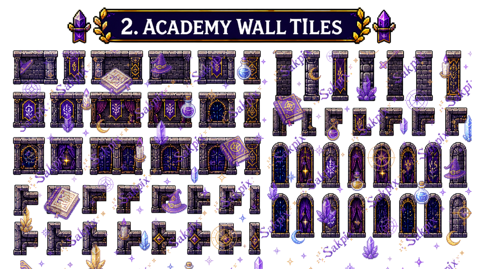 Magic Wizard Academy – Top-Down Pixel Art Tileset (300+ Assets) by SakPix