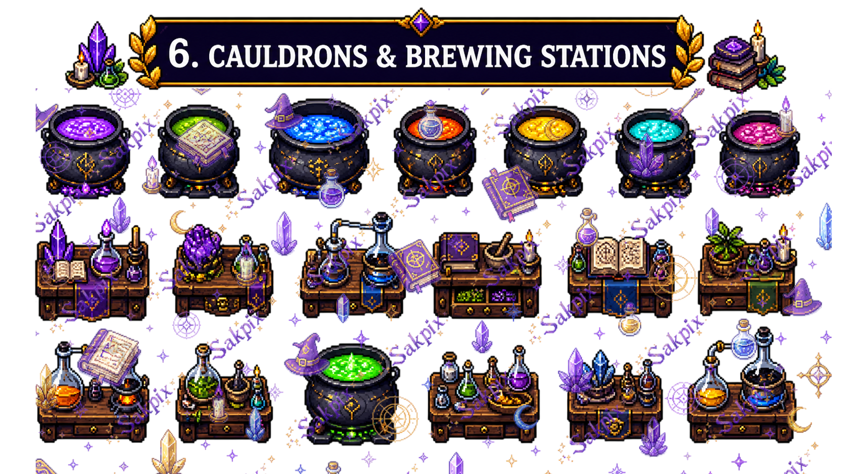 Magic Wizard Academy – Top-Down Pixel Art Tileset (300+ Assets) by SakPix