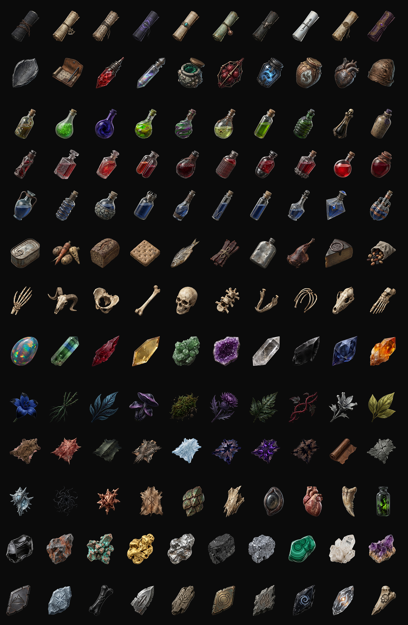 Dark Fantasy RPG Icon Collection - PNG by ZSS Game Lab