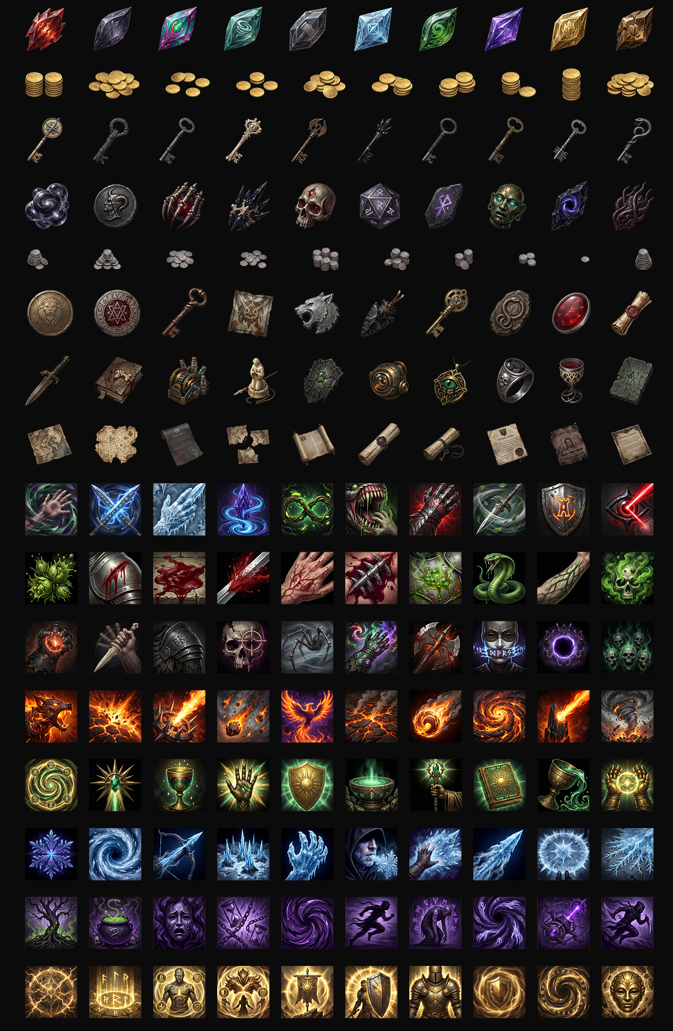 Dark Fantasy RPG Icon Collection - PNG by ZSS Game Lab