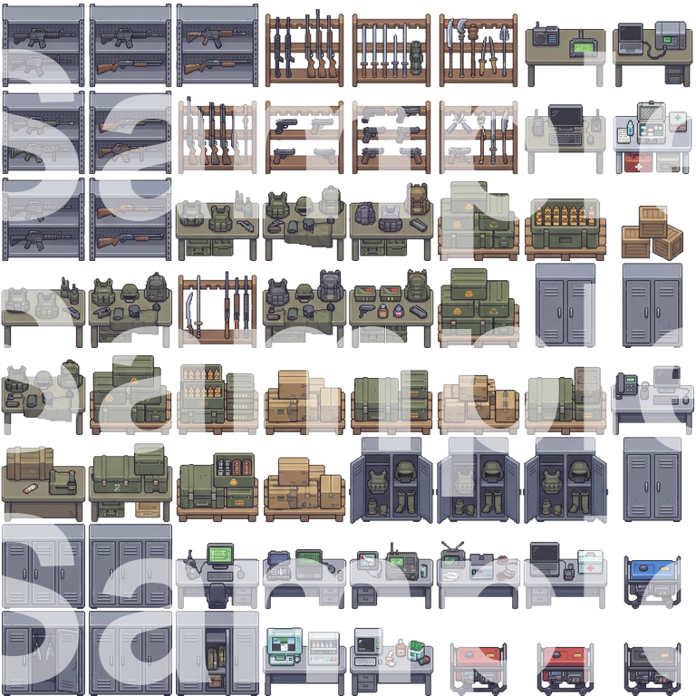 Backrooms MEG Outpost Pixel Art Tileset by Cute SCKR